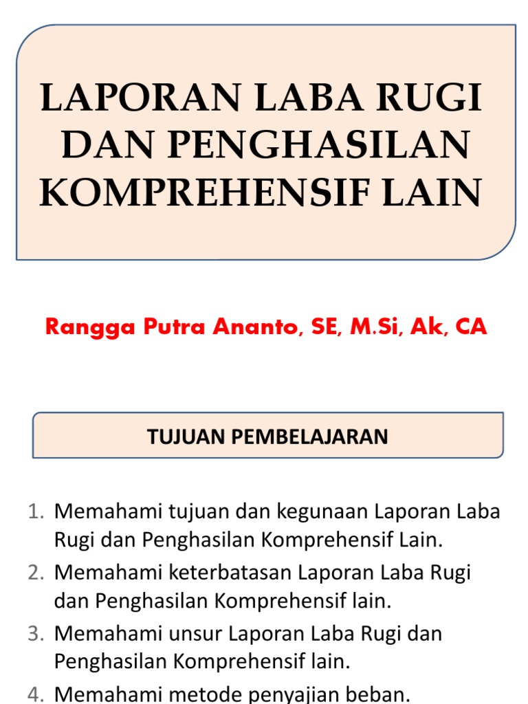 Lap Laba Rugi Dan Penghasilan Komprehensif Lain | PDF | Pengelolaan ...