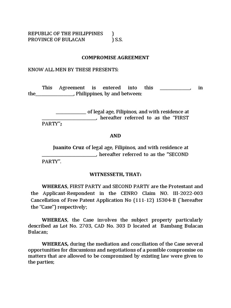 Compromise Agreement (70-30) | PDF | Civil Law (Common Law) | Private Law