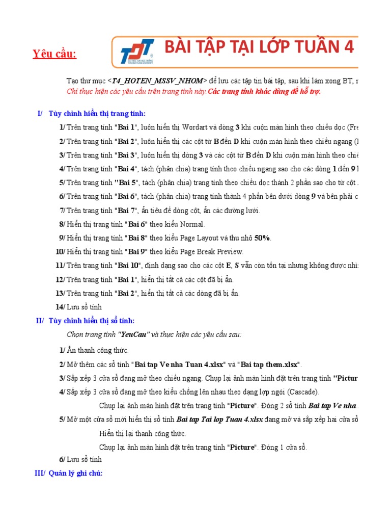 Bai Tap Tai Lop Tuan 4 | PDF