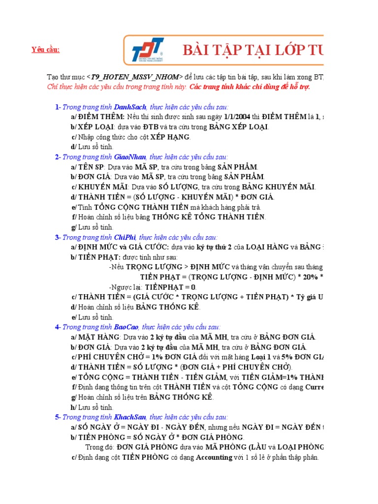 Bai Tap Tai Lop Tuan 9 | PDF