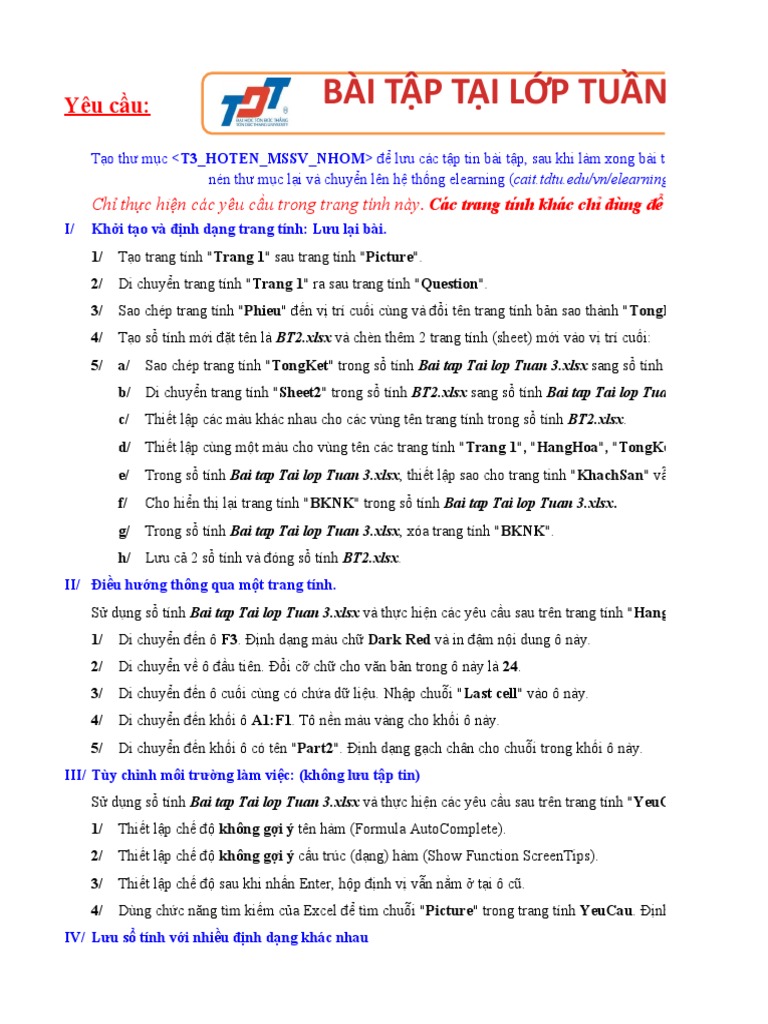 Bai Tap Tai Lop Tuan 3 | PDF