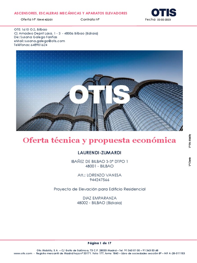 Ascensores Otis: Oferta y Especificaciones | PDF | Ascensor | Escalera ...