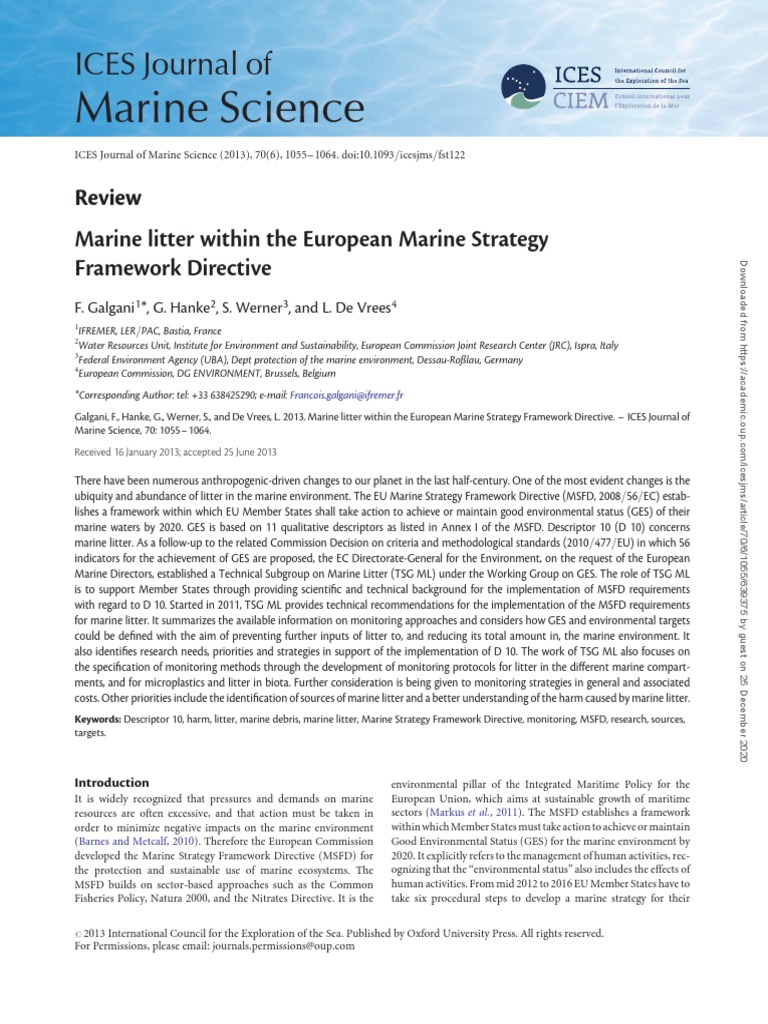 Marine Litter and EU MSFD Compliance | PDF | Sea | Oceans
