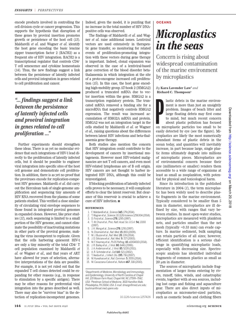 2014-Law y Thompson. Microplastics in The Seas | PDF | Hiv | Gene
