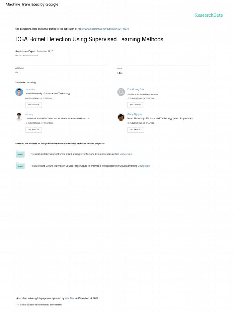 DGA Botnet Detection Using Supervised Learning Methods-1 | PDF ...