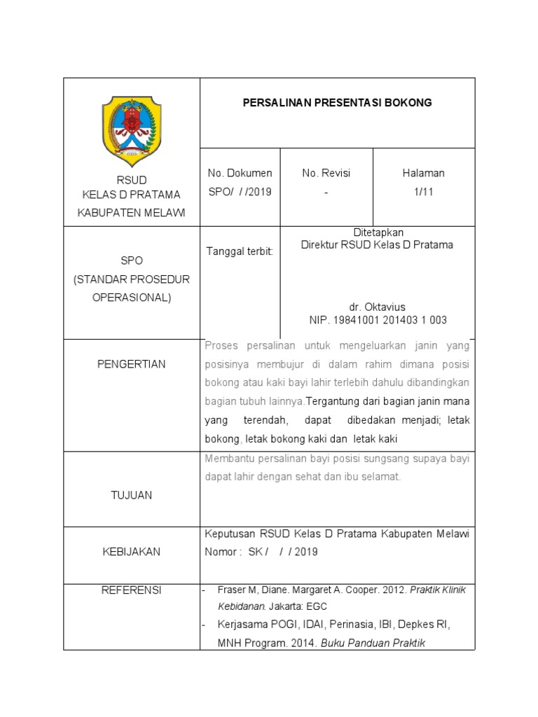 SPO Persalinan Bokong | PDF