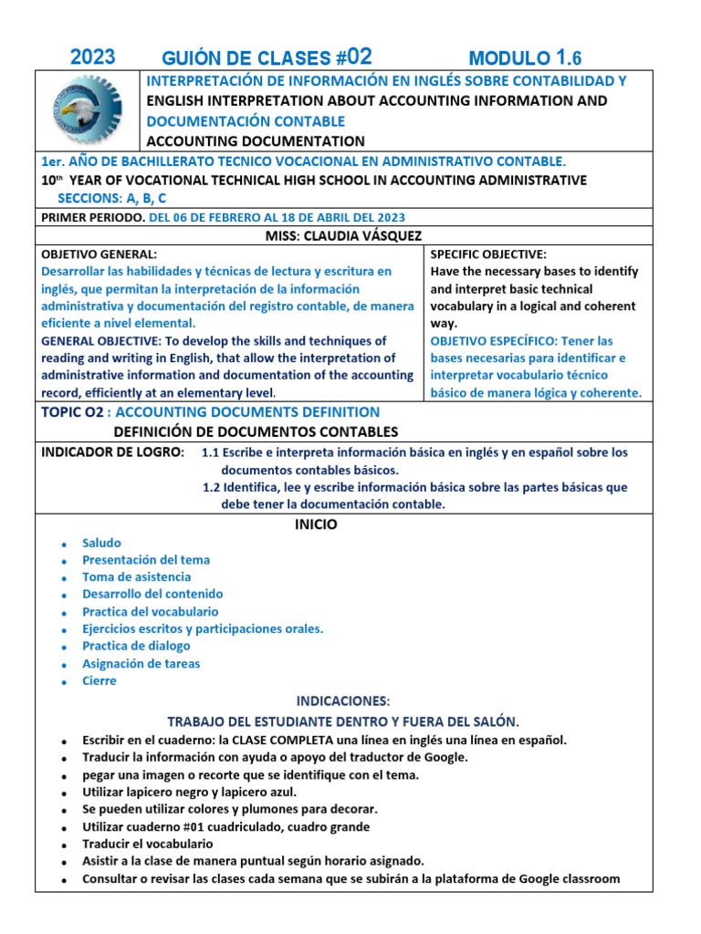Guión de Clases # Modulo .6: Interpretación de Información en Inglés Sobre Contabilidad Y ...