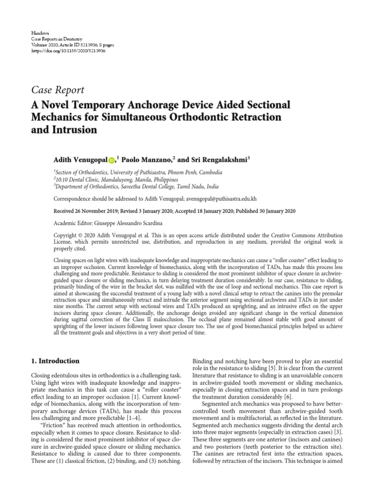 A Novel Temporary Anchorage Device Aided Sectional | PDF | Orthodontics ...