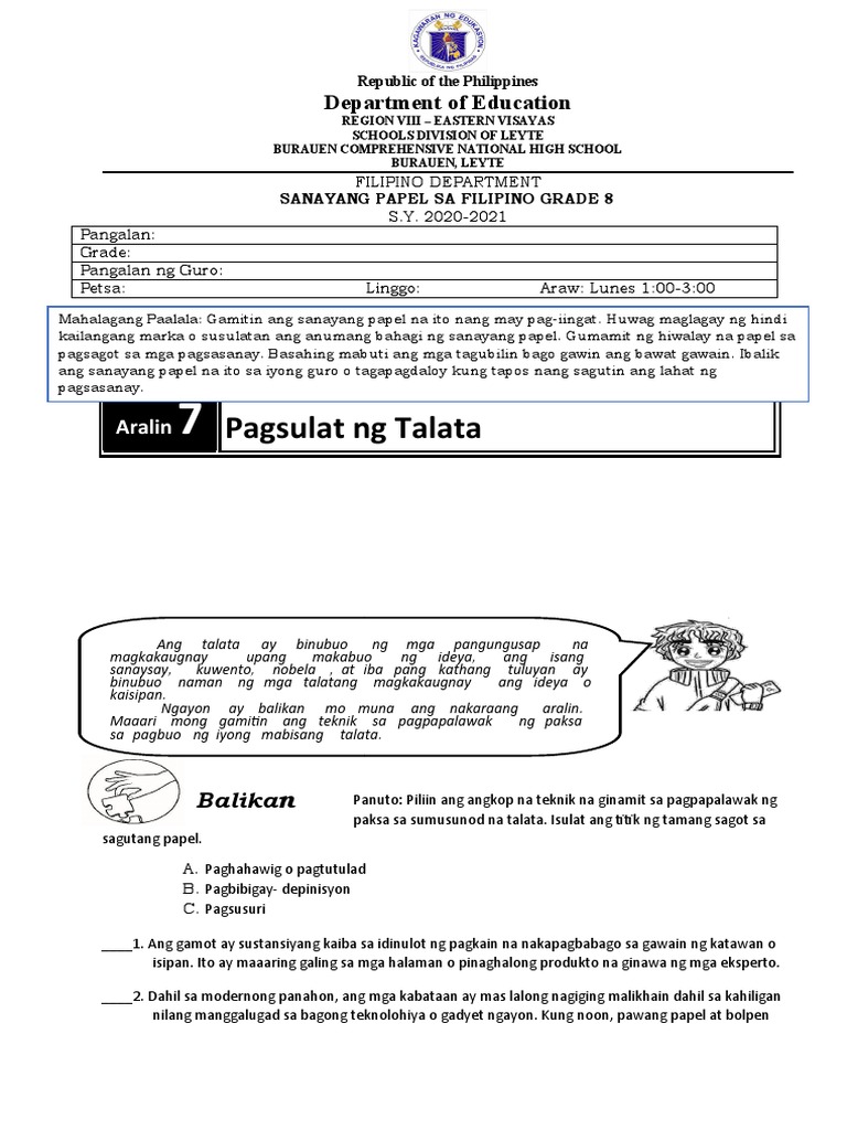 Fil. 8 Module 7 - QUATER 1 | PDF
