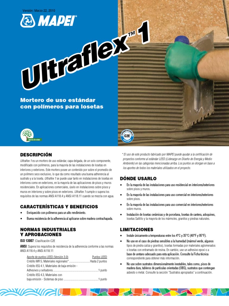 Ultraflex 1 | PDF | Mortero (Albañilería) | Cemento