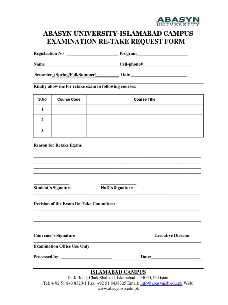 Retake-Examination Form | PDF