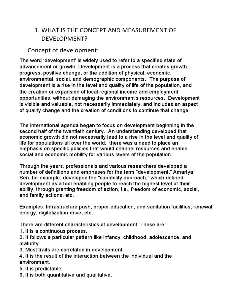 What Is The Concept and Measurement of Development | PDF