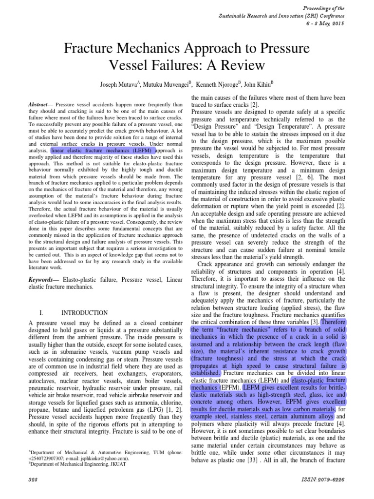 Fracture Mechanics Approach To Pressure Vessel Failures PDF | PDF ...