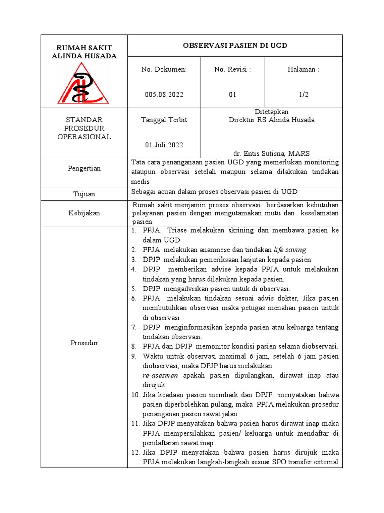 Spo Observasi Pasien | PDF