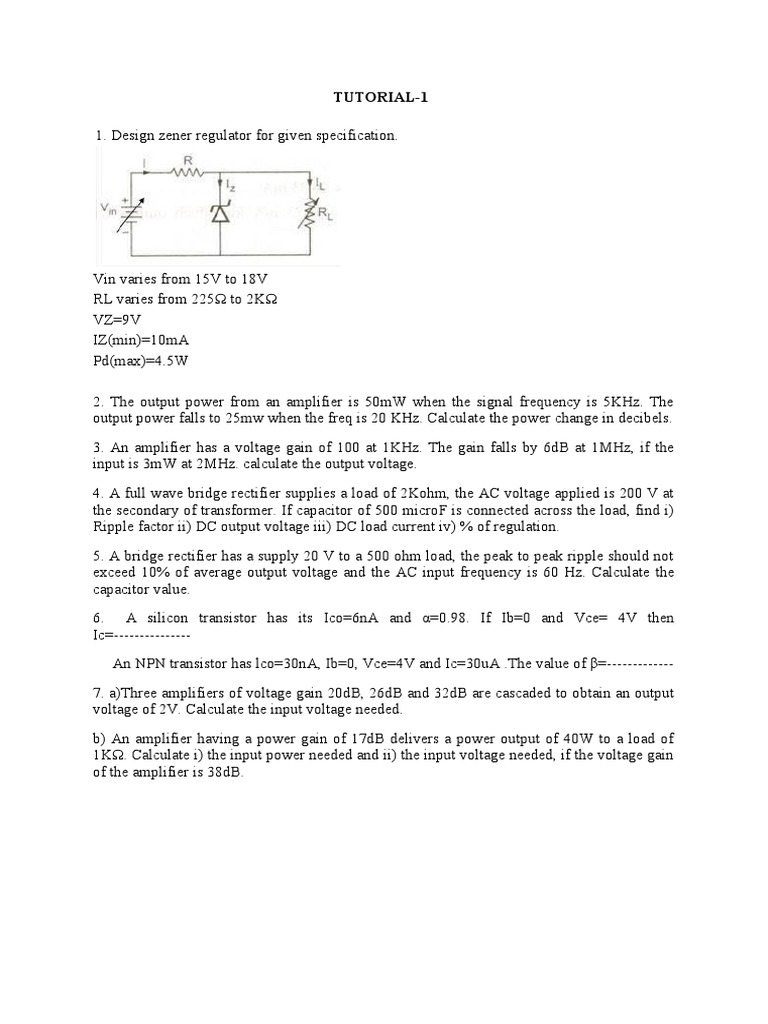 Tutorial 1-EEE | PDF