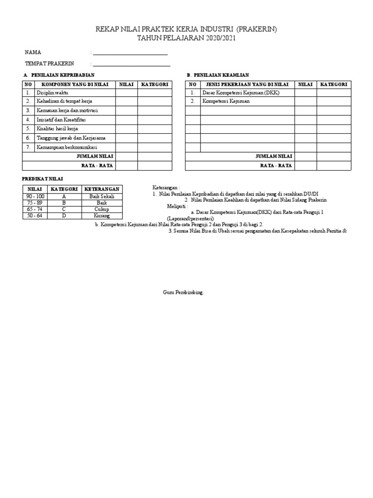 Format Nilai | PDF