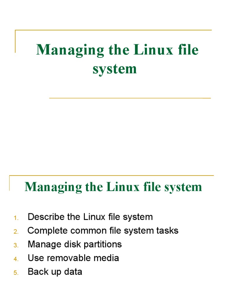 Managing The Linux File System | PDF | Computer File | File System Managing The Linux File System | PDF | Computer File | File System