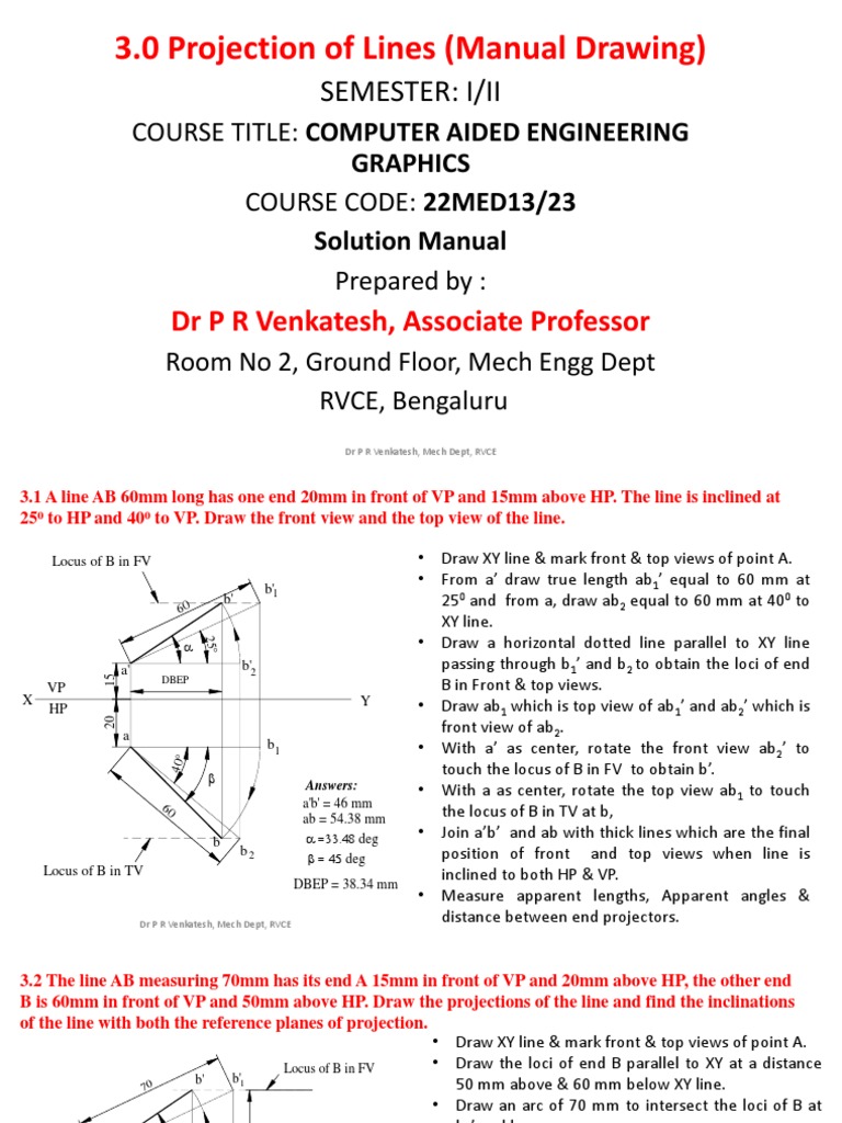 Projection of Lines Solutions PDF | PDF | Angle | Elementary Geometry