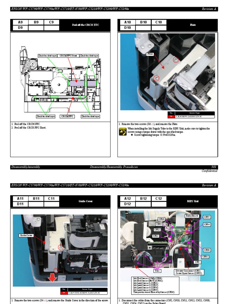 Epson WF C5790 WF C5790A WF C5710 ET 8700 WF C5210 WF C5290 WF C5290A Service Manuals 301 350 ...