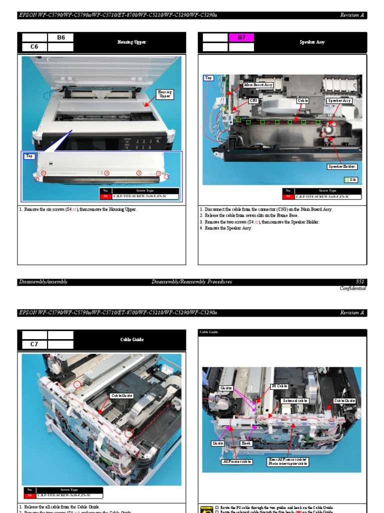 Epson WF C5790 WF C5790A WF C5710 ET 8700 WF C5210 WF C5290 WF C5290A Service Manuals 351 400 ...