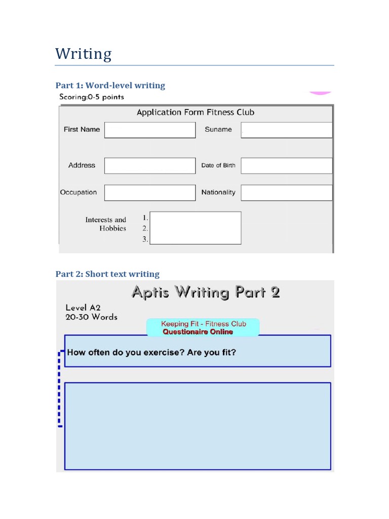 Writing Aptis 1 | PDF