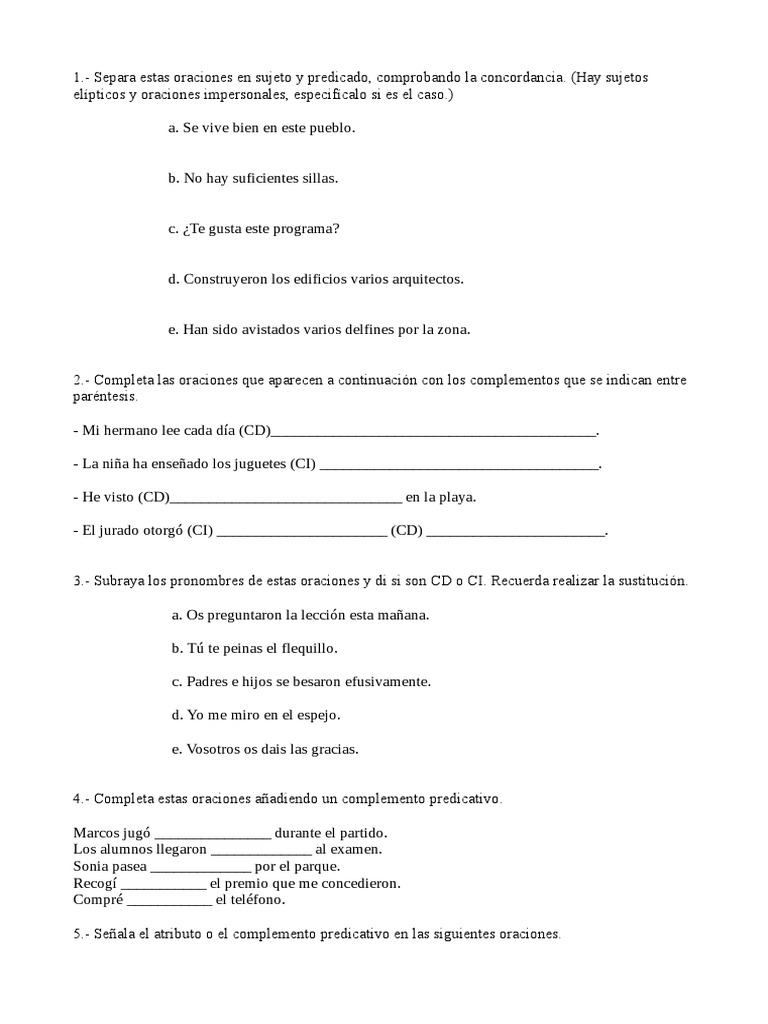 Complementos Del Verbo | PDF