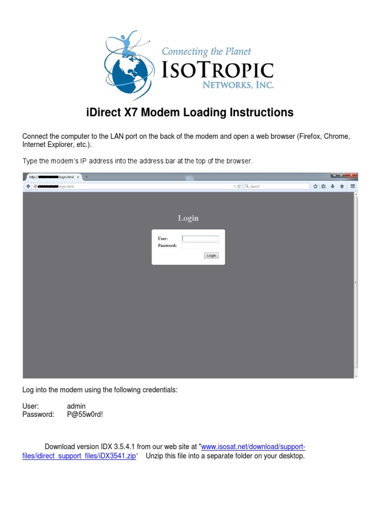 Idirect X7 Modem Loading Instructions 3.5.4.1 | PDF