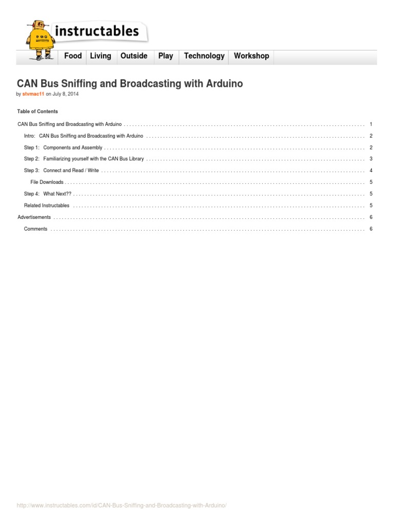 Can Bus Sniffing And Broadcasting With Arduino Pdf Telecommunications Information And