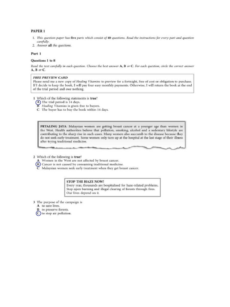SPM Paper 1 Part1,2&3 | PDF