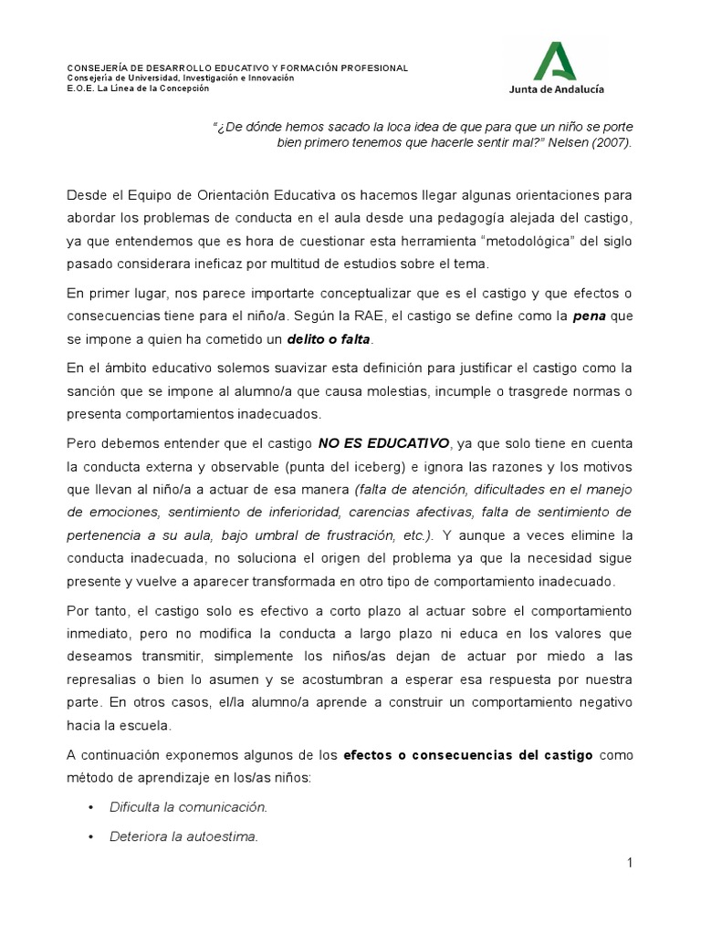 Alternativas al Castigo en el Aula | PDF | Comportamiento | Castigos
