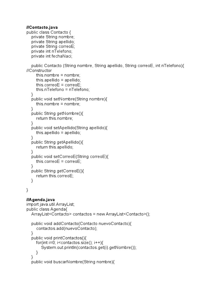 Agenda Java | PDF | Programación de computadoras | Ingeniería de software