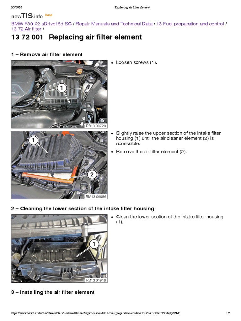 Replacing Air Filter Element | PDF