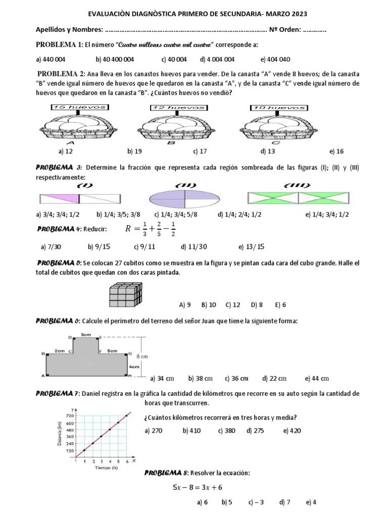 Eval Diag 1º 2023 JBV | PDF
