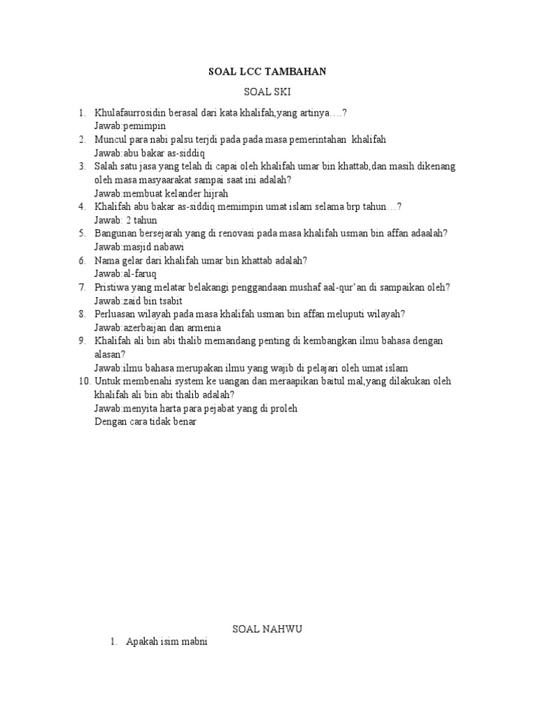 Soal LCC Tambahan | PDF
