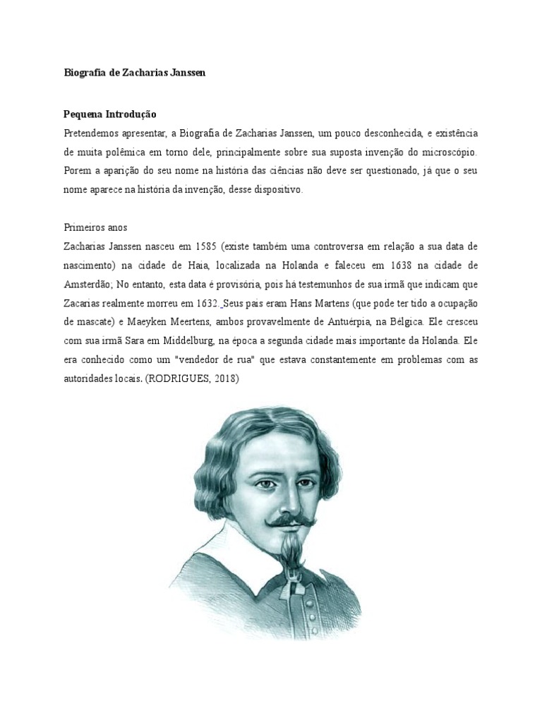 Biografia de Zacharias Janssen e suas Invenções | PDF | Microscópio