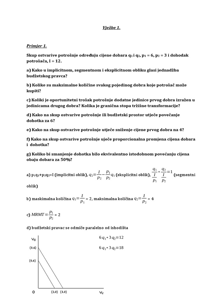 Mikroekonomija - Prve Vježbe | PDF
