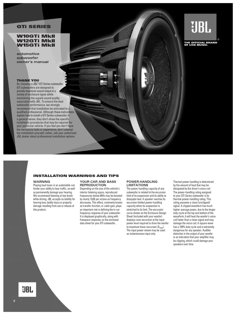 GTi W12 MkII OM EN PDF | PDF | Loudspeaker | Audio Electronics