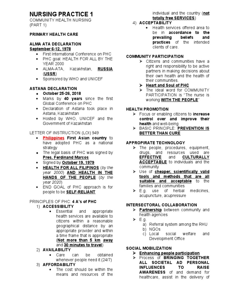 Community Health Nursing Part 1 2 Pdf Vaccines Maternal Death
