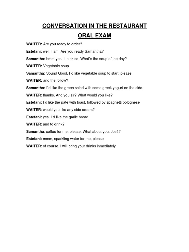 Conversation in The Restaurant PDF | PDF