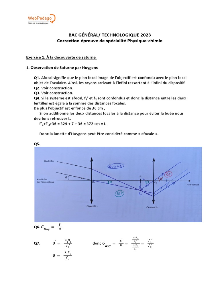 Correction Bac Physique-Chimie 2023 | PDF | Saturne | Sciences physiques