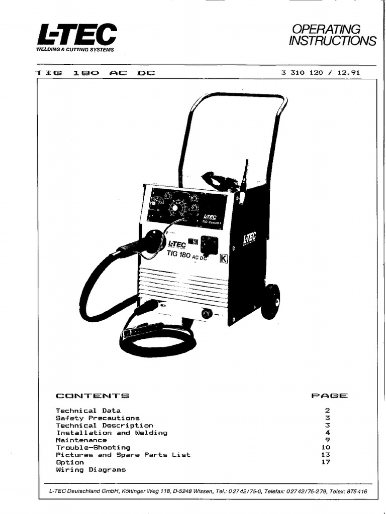 Ltec Tig 180 Acdc PDF | PDF