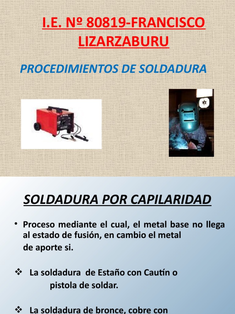 PROCEDIMIENTOS DE SOLDADURA Power Point | PDF | Soldadura | Construcción