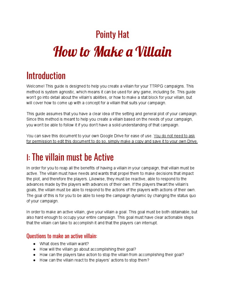 Pointy Hat - How To Make A Villain | PDF | Psychology | Cognitive Science