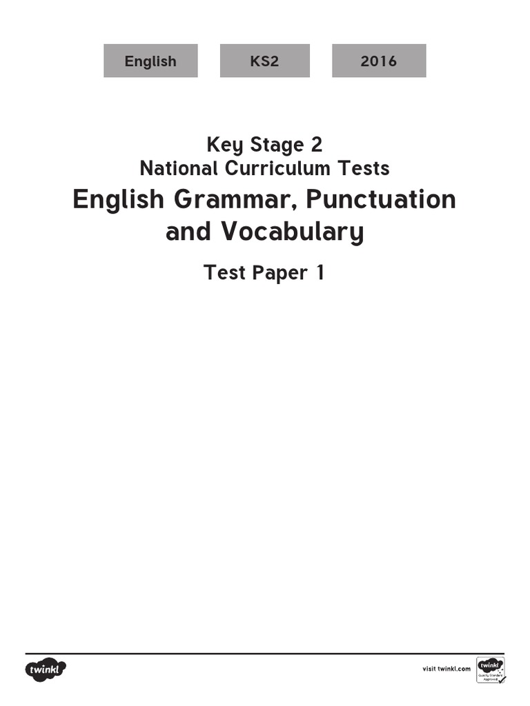 Analysis of English Grammar, Punctuation and Vocabulary Questions from ...