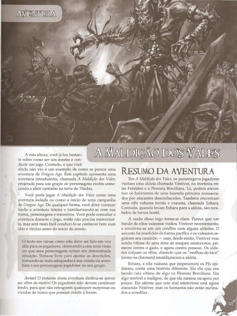 Dragon Age RPG - A MALDIÇÃO DOS VALES | PDF | Elfos | Dragão