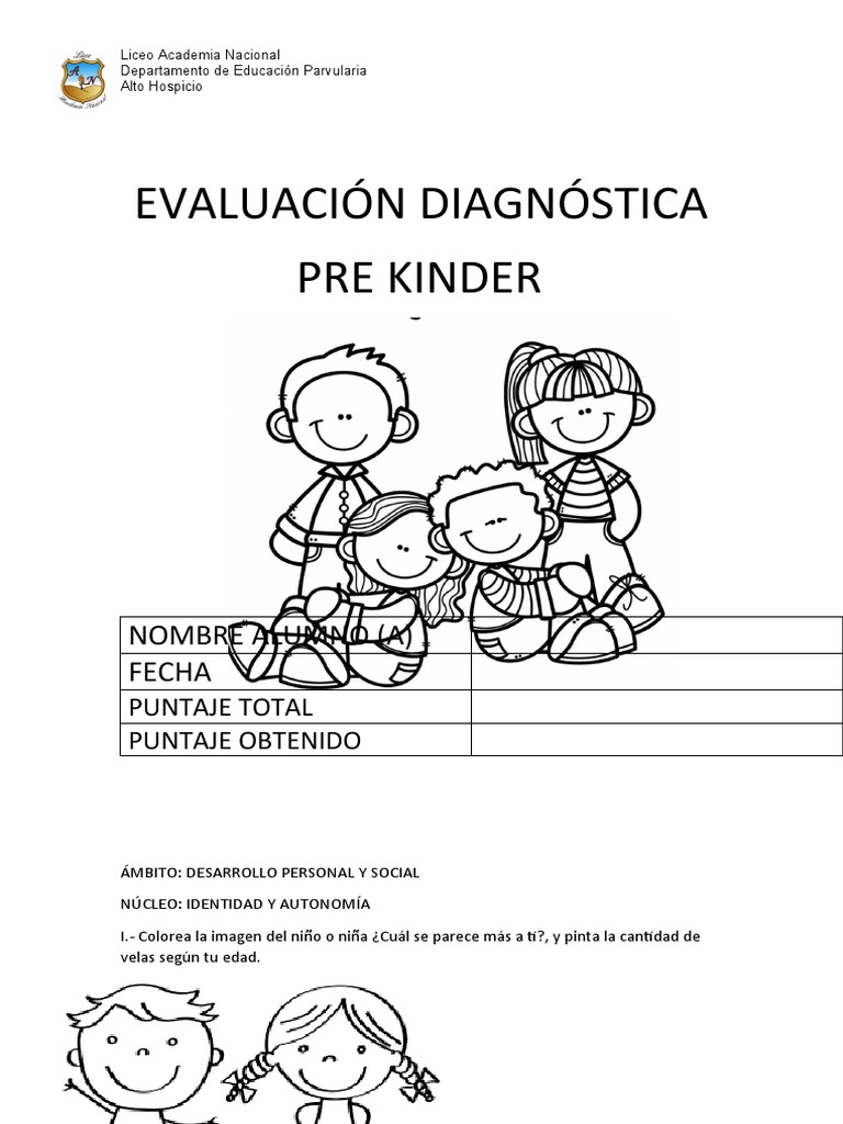 Evaluación Diagnostica Pre Kínder | PDF