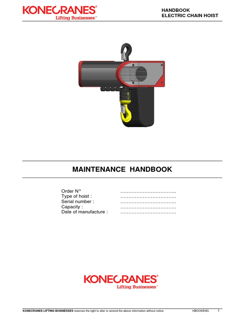 Maintenance Handbook: Handbook Electric Chain Hoist | PDF ...