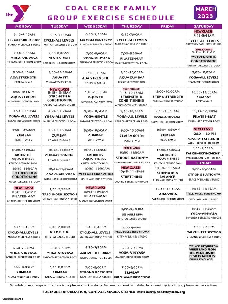 March Wellness Class Schedule | PDF | Determinants Of Health | Hobbies