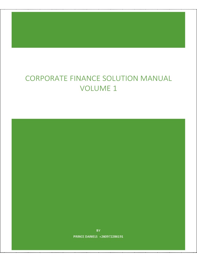 Corporate Finance Solutions Manual Vol 1 | PDF | Cost Of Capital ...