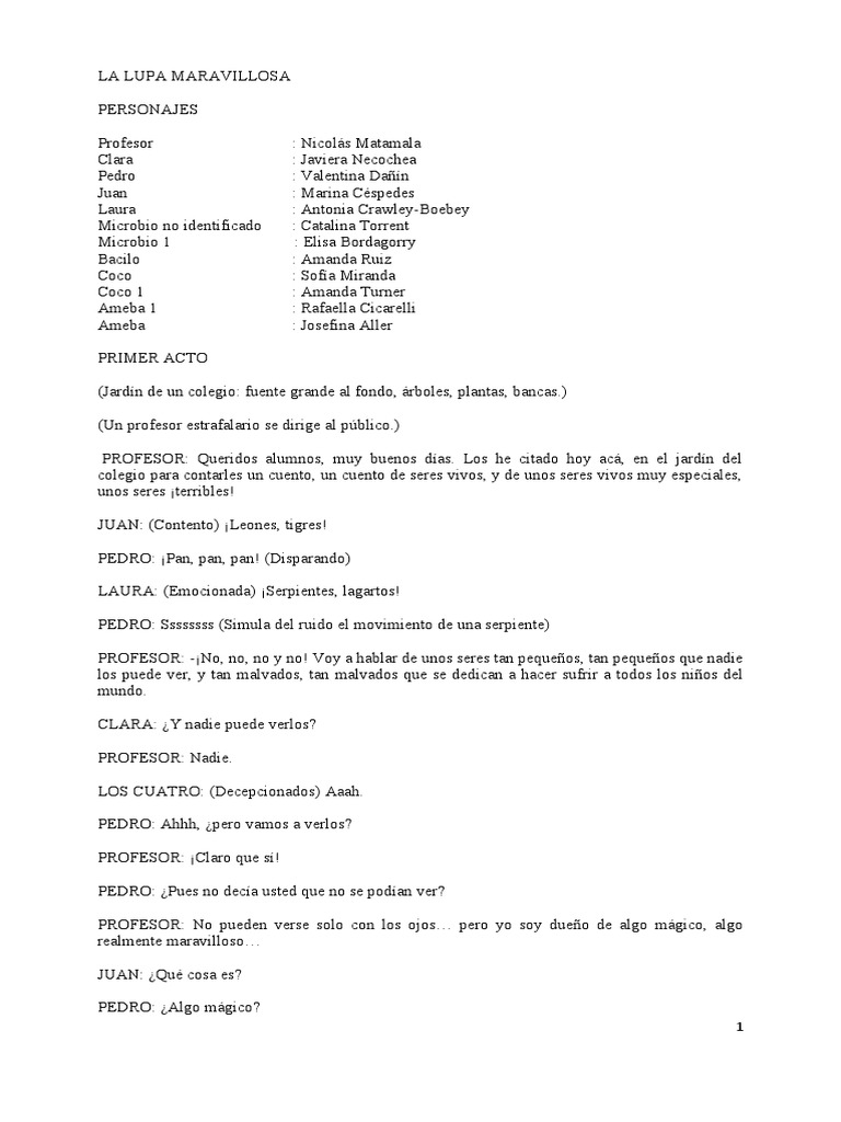 Texto Dramático "La Lupa Maravillosa" | PDF | Libros para adolescentes